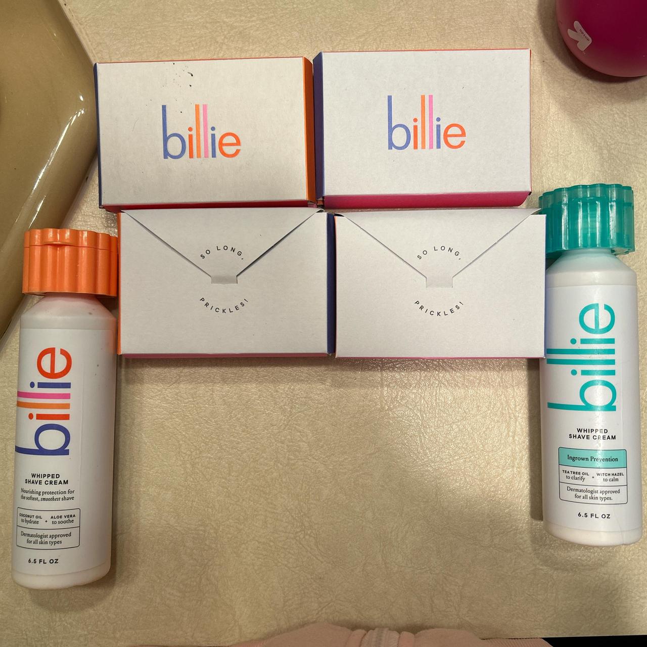 Billie shave care set - 4 razors and 2 shave creams... - Depop