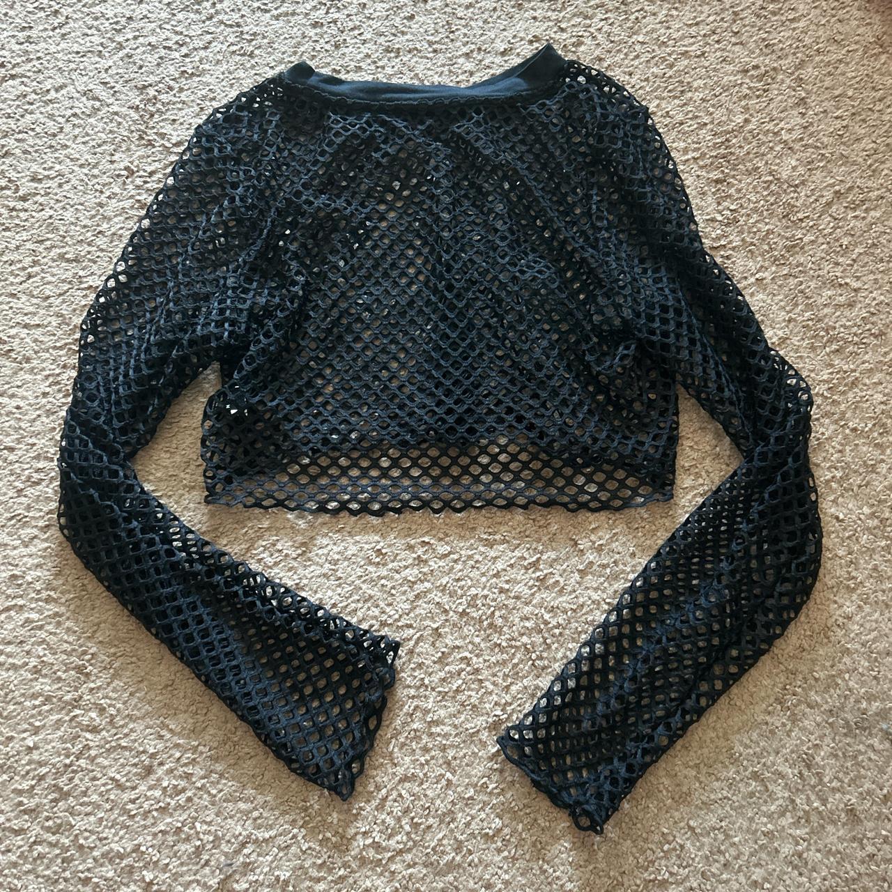 Black mesh long sleeve top #gothicstyle #fishnet... | Depop