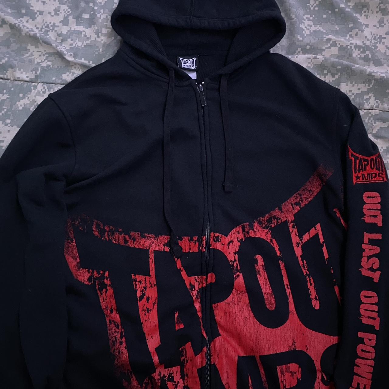 INSANE GRAIL RED AND BLACK TAPOUT MPS ZIPUP HOODIE... | Depop
