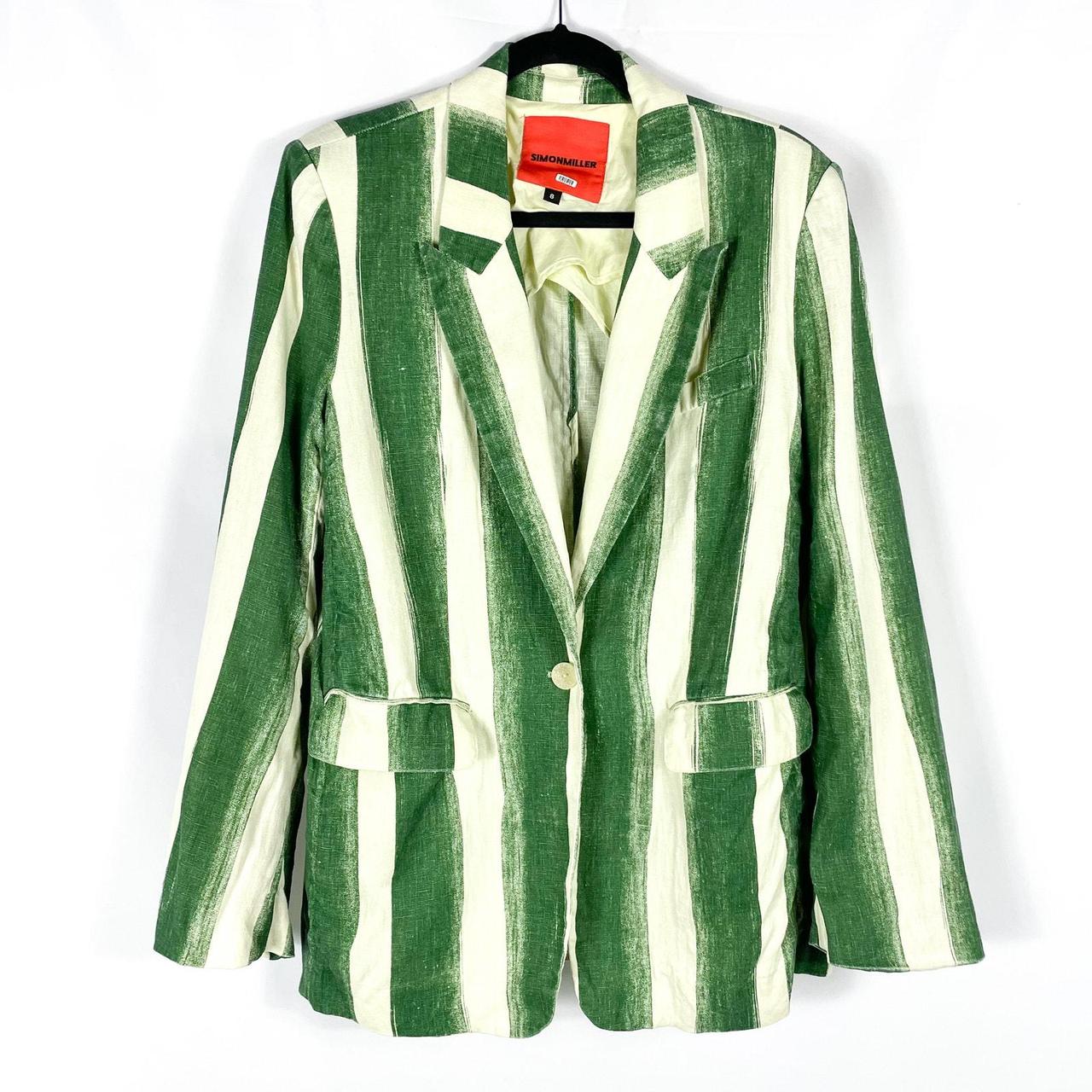 Simon Miller Lennox Blazer Green Striped Button... | Depop