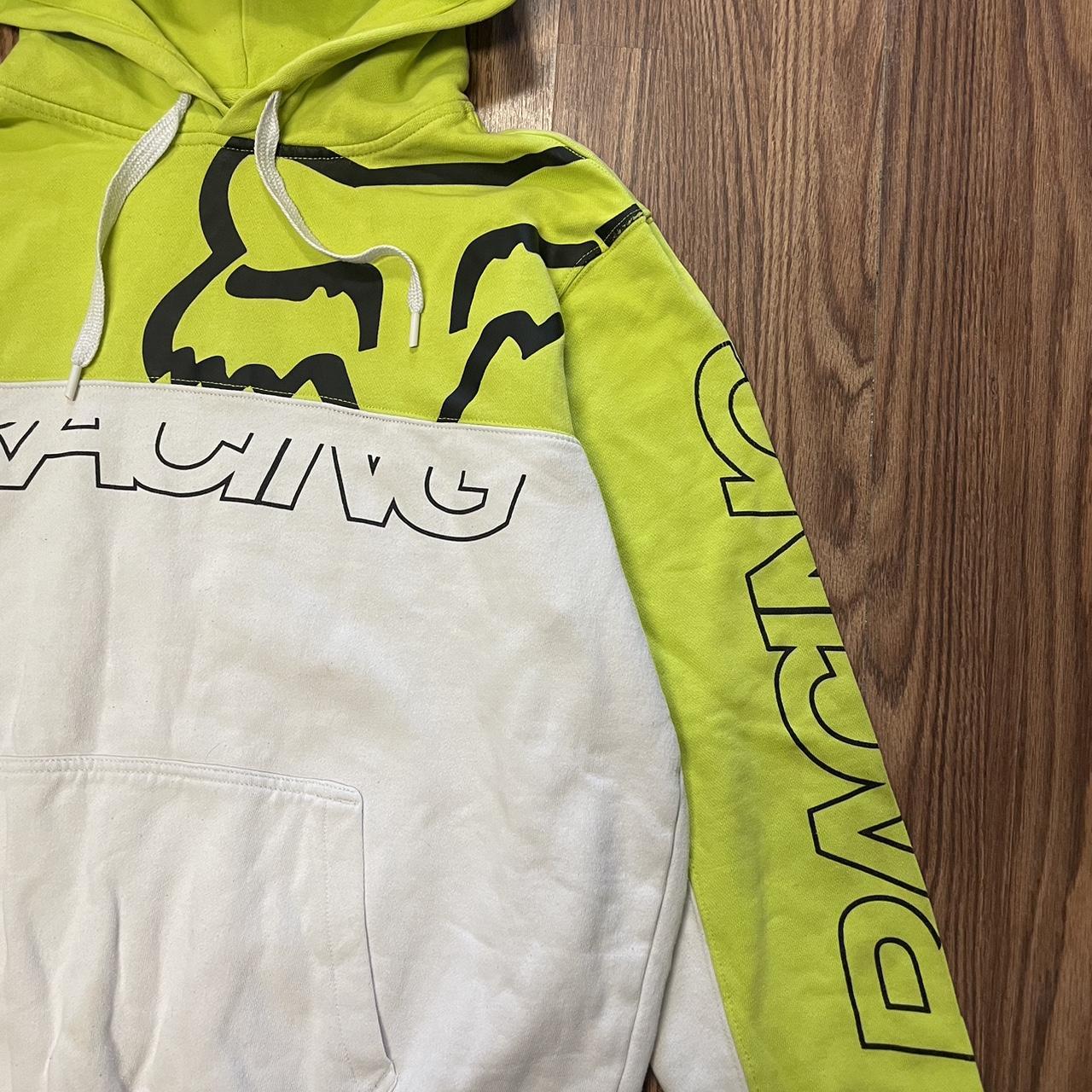 Y2K Fox Racing neon and white zip up... | Depop