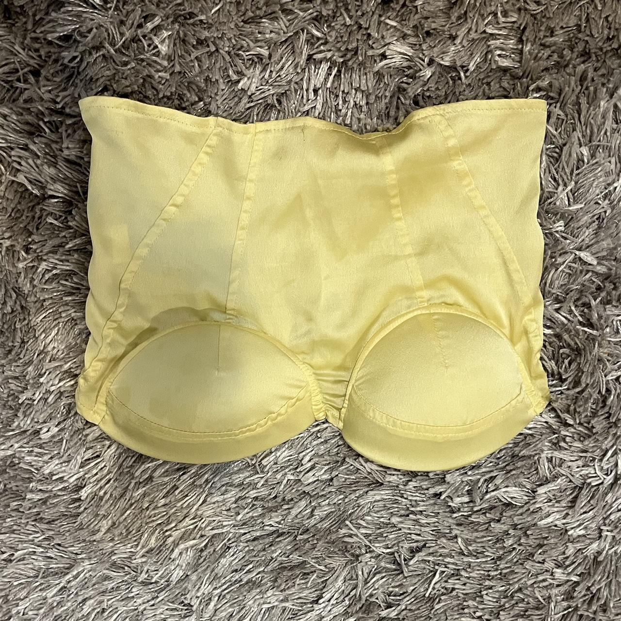 Yellow corset top with built-in bra #yellowcorsettop - Depop
