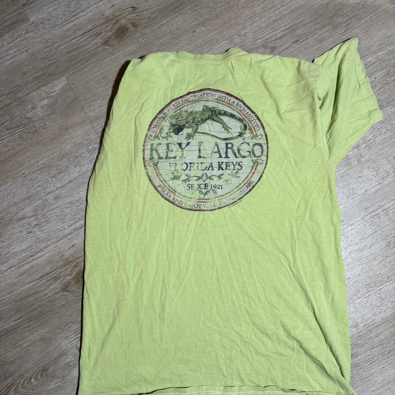 Key Largo Florida Keys green and yellow cotton tee tees | Depop