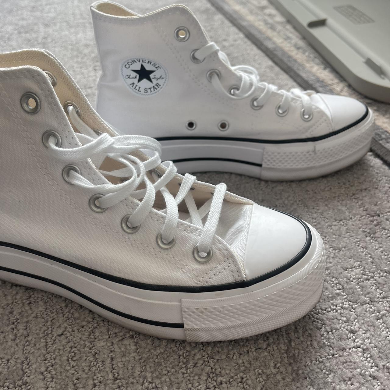 Converse white high top platform sneakers - Depop