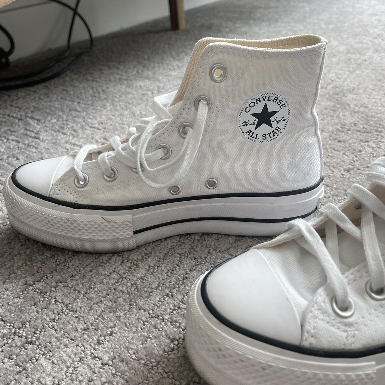 Converse white high top platform sneakers - Depop