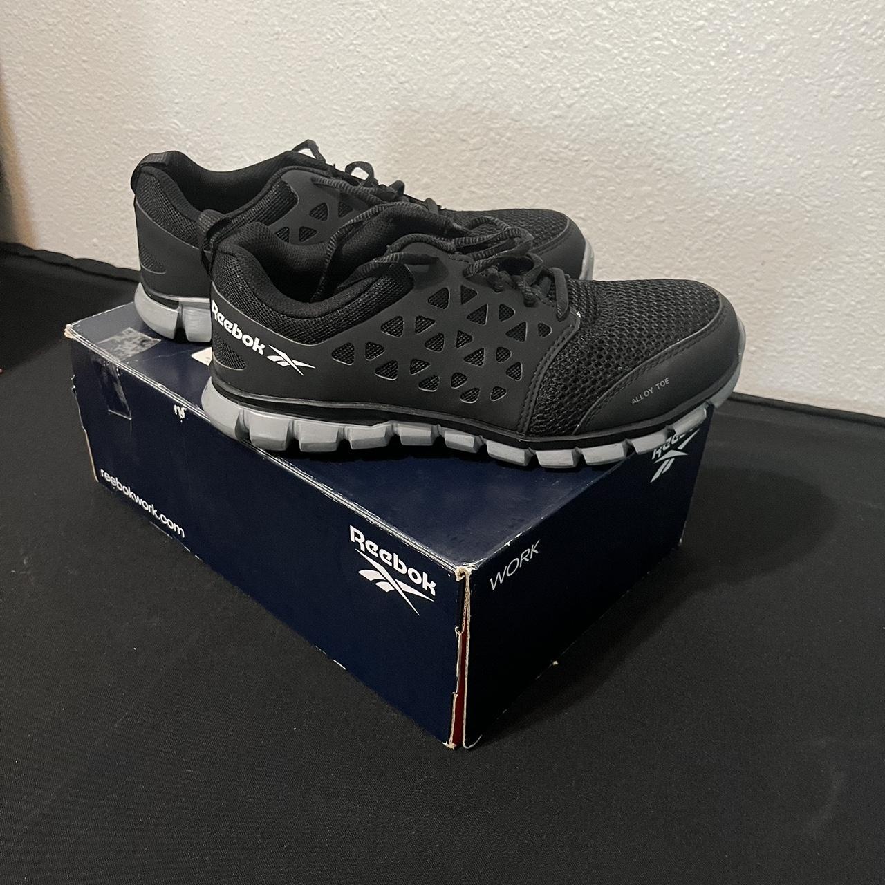 Reebok black and grey Sublite Cushion Work trainers... - Depop