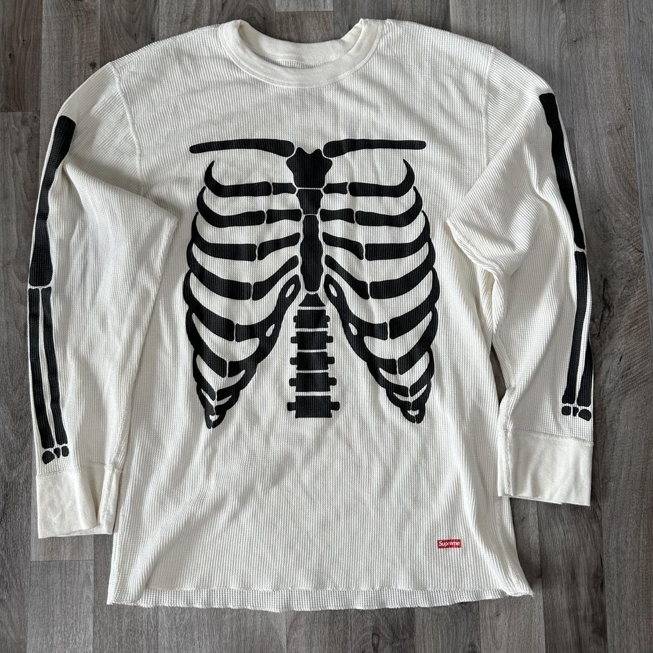 Supreme Skeleton Hanes Thermal Natural Pre owned... | Depop