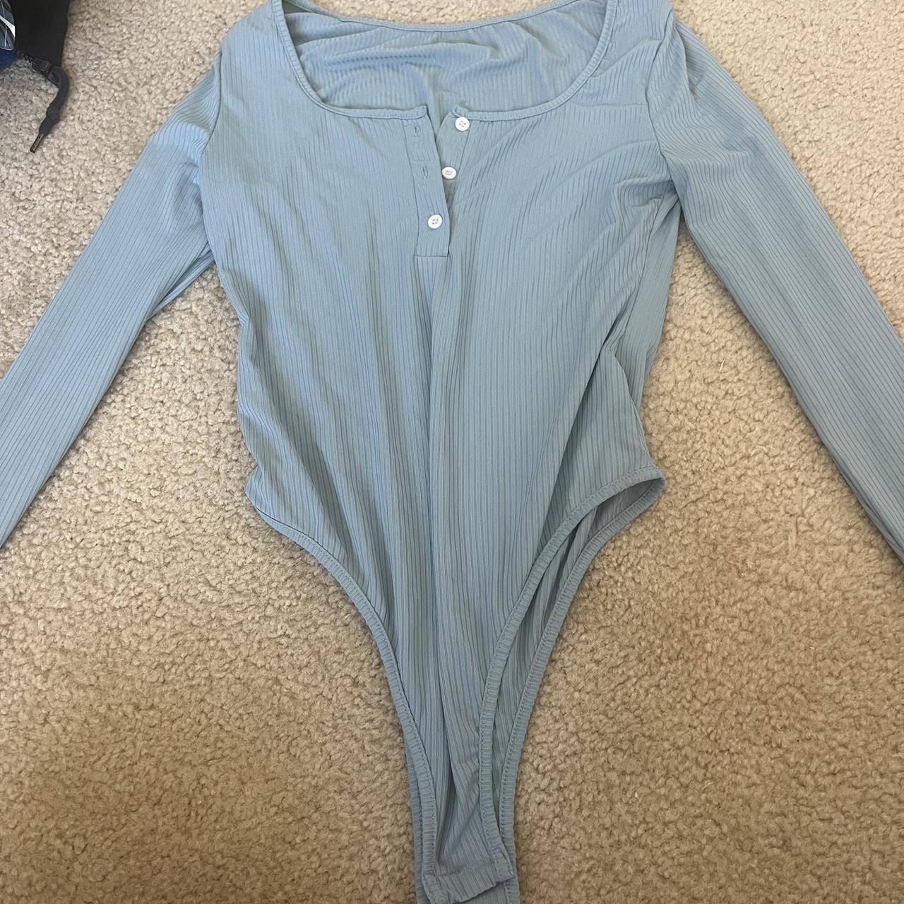 Light blue long sleeve bodysuit - Depop