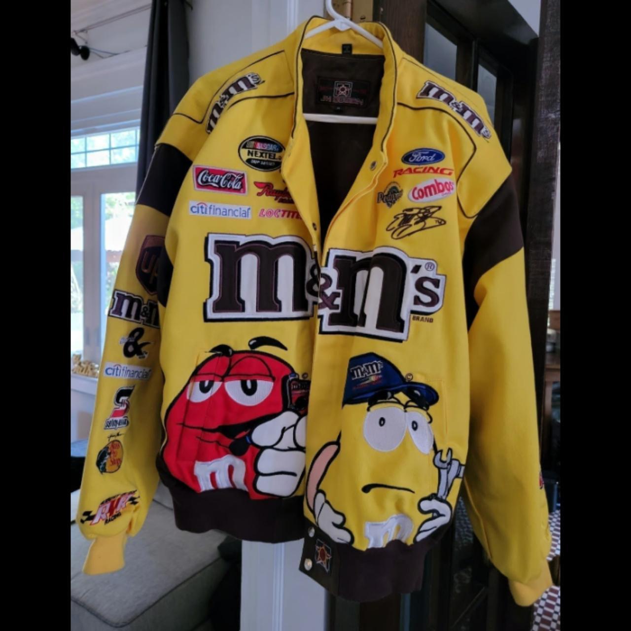 Nascar M&Ms Jacket Official JH Design M&M Yellow... - Depop