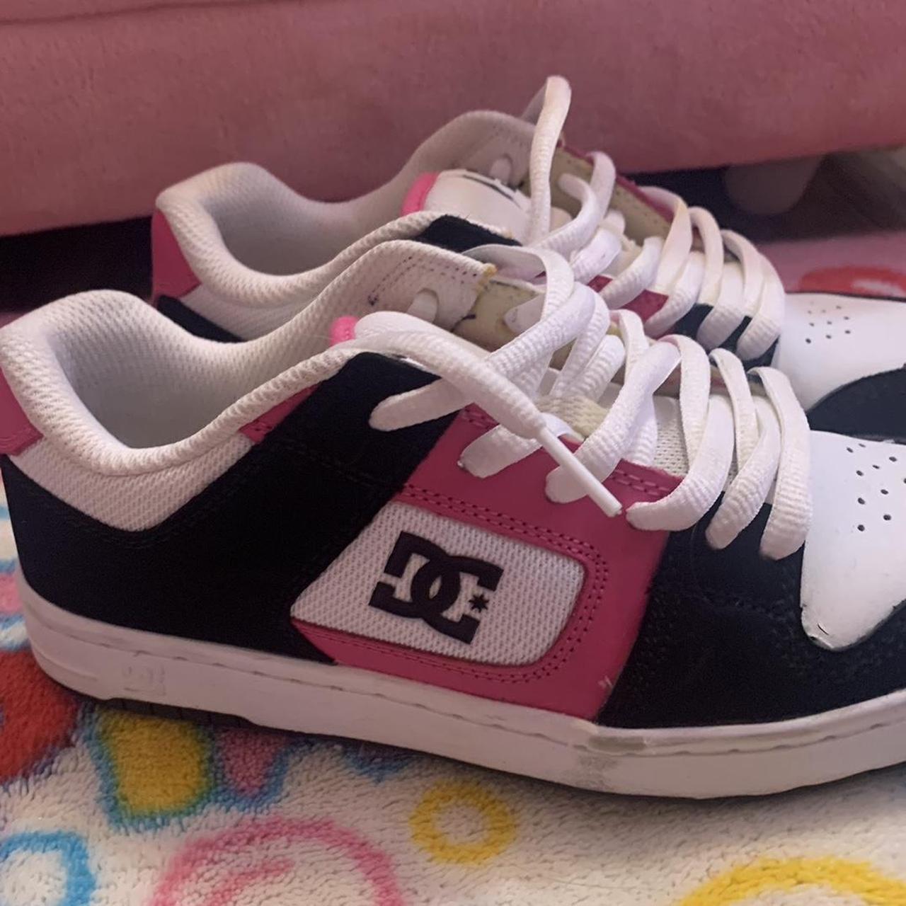 black and pink DC shoes 🎀 Has some flaws please... - Depop