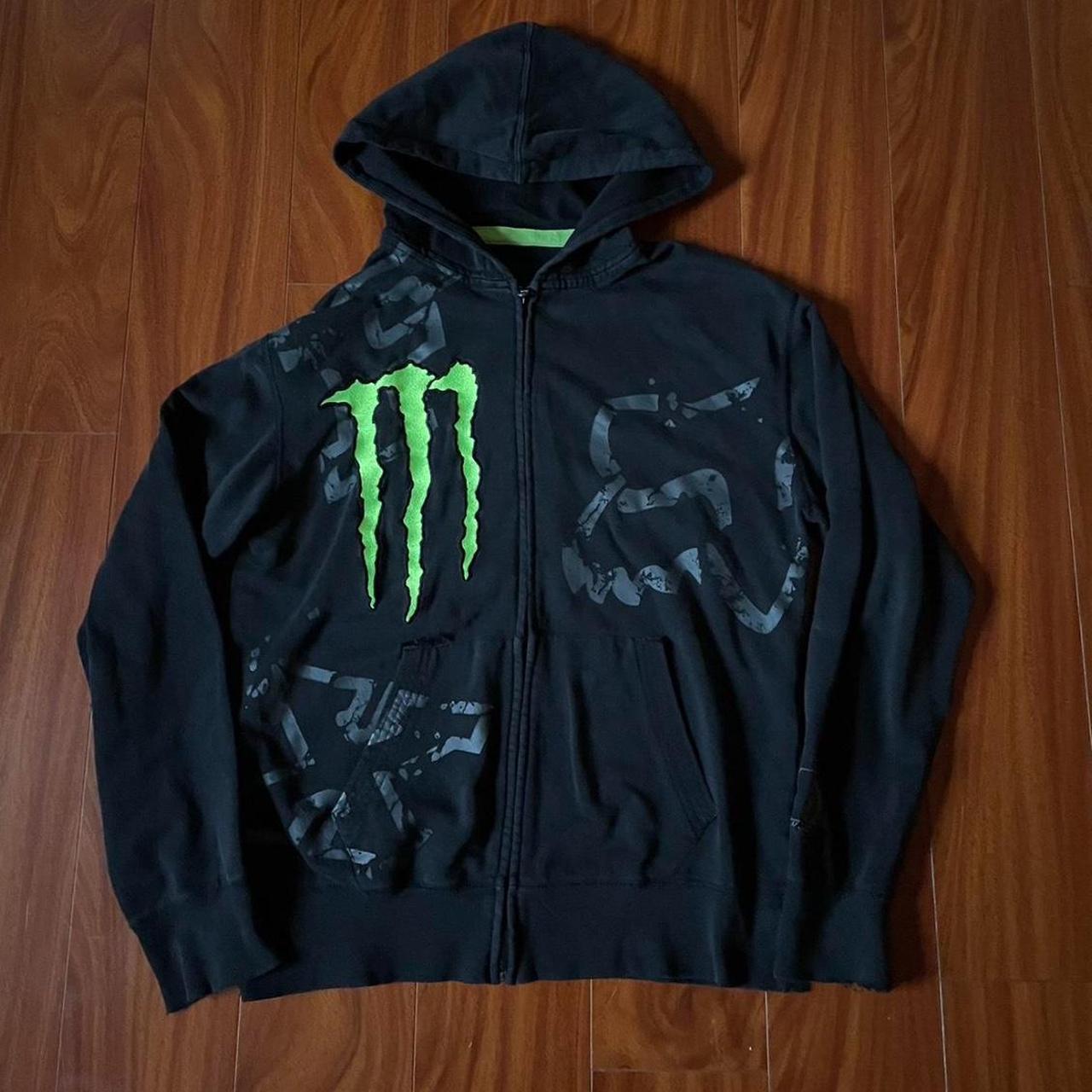 Fox Racing x Monster Energy zip up hoodie Large Dm... | Depop