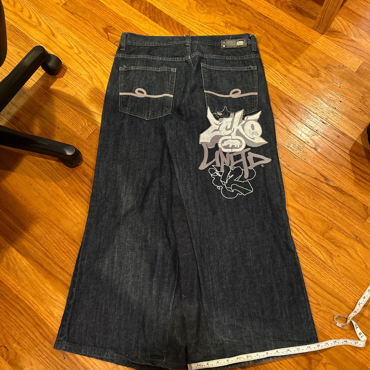Super baggy ecko graffiti jeans 36x28 13 inch leg... - Depop