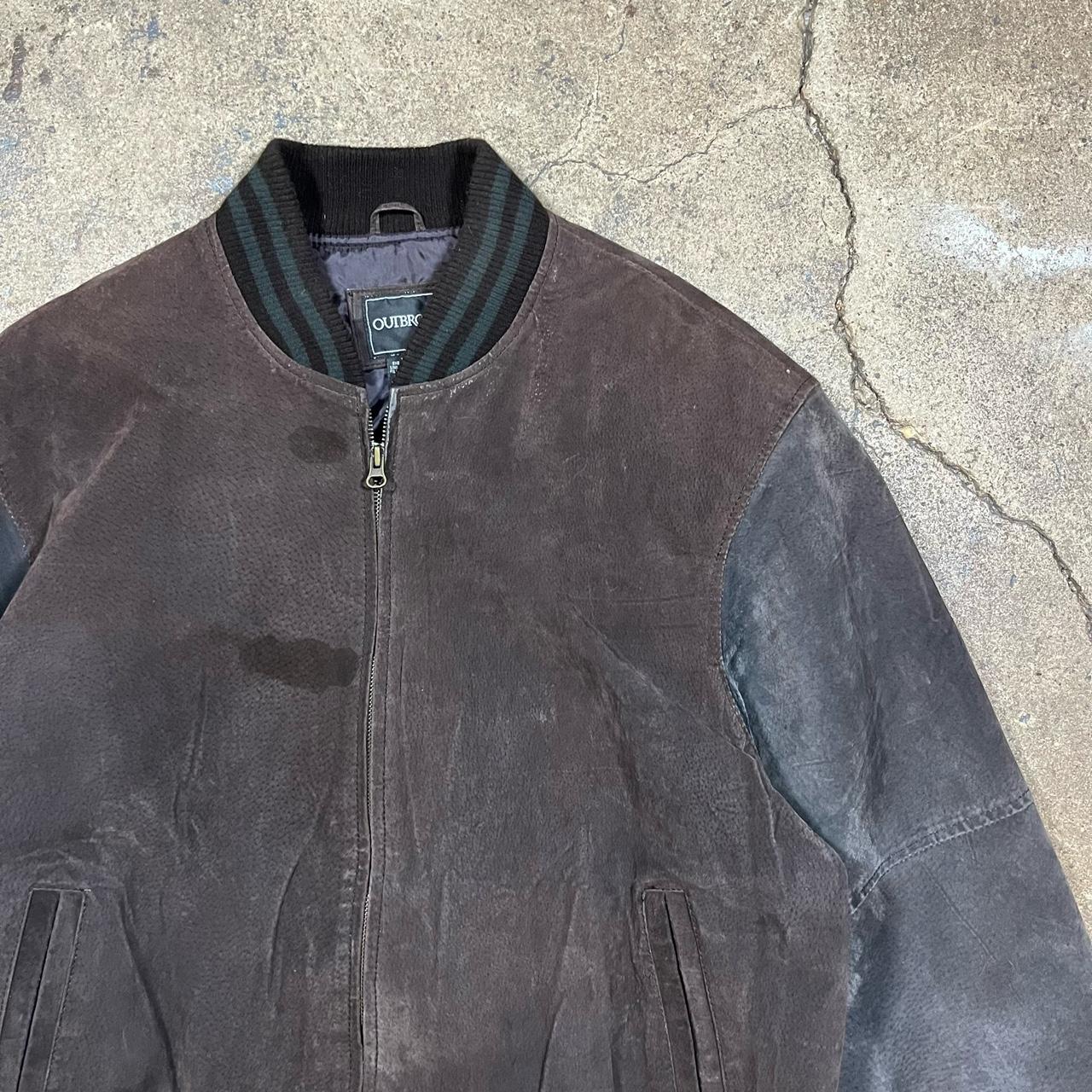 Vintage y2k Outbrook suede leather trucker/bomber... - Depop