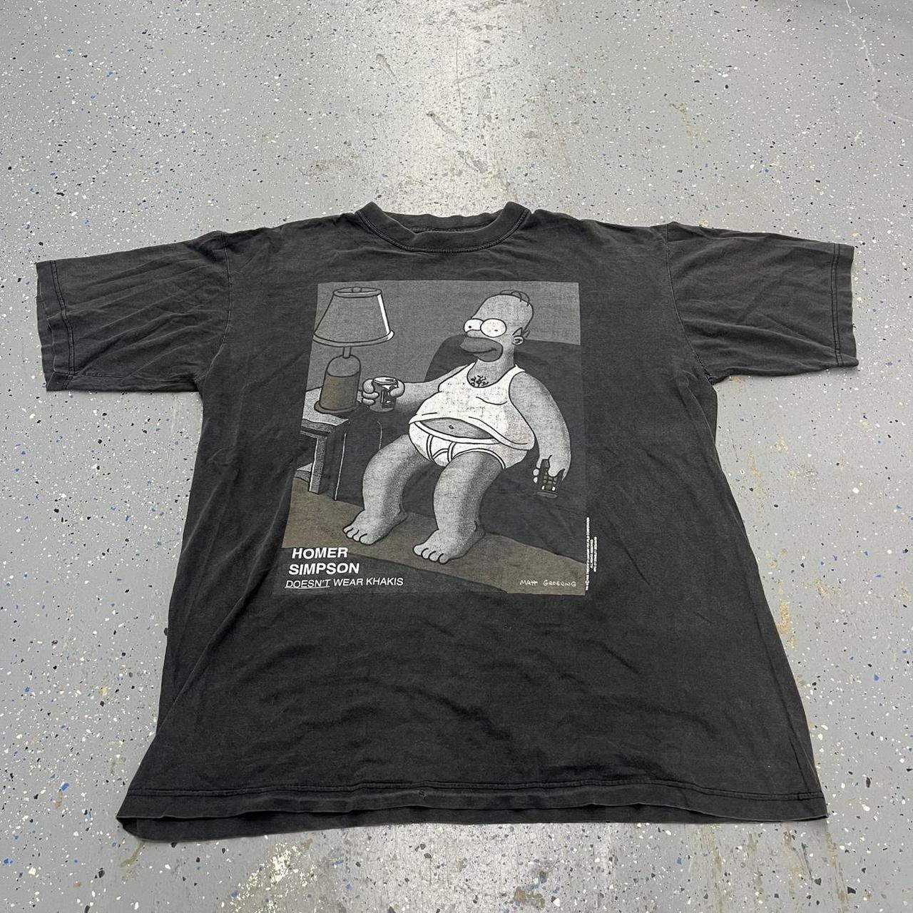 Vintage 90s Homer Simpson Black super faded tee... | Depop