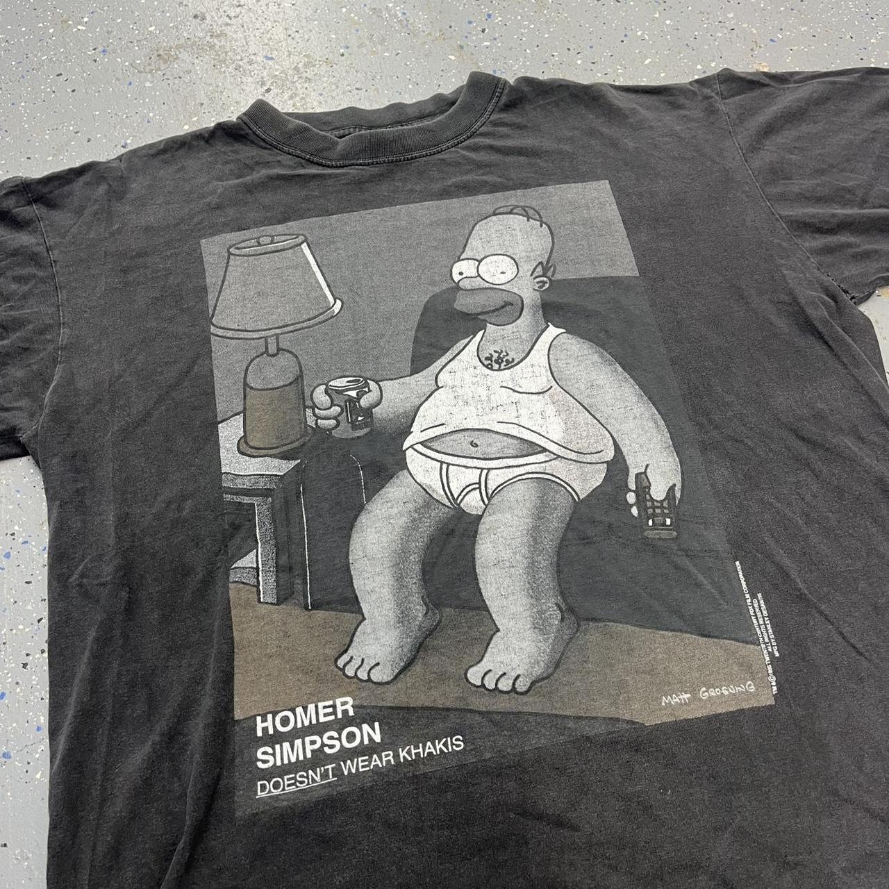 Vintage 90s Homer Simpson Black super faded tee... | Depop