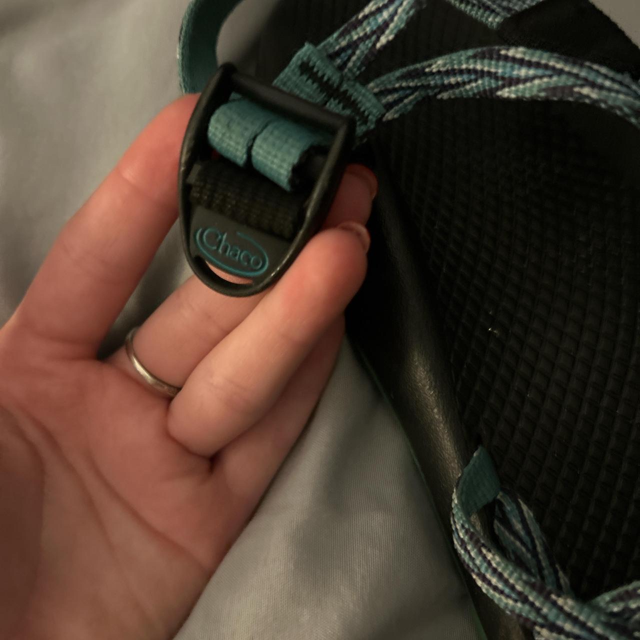 Blue and black Chaco sandals | Depop