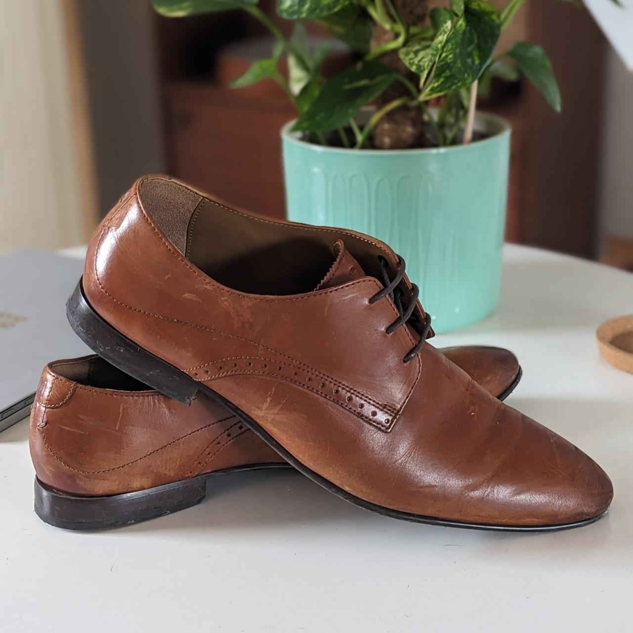 Leather shoes in tan/light brown Worn once for a... - Depop
