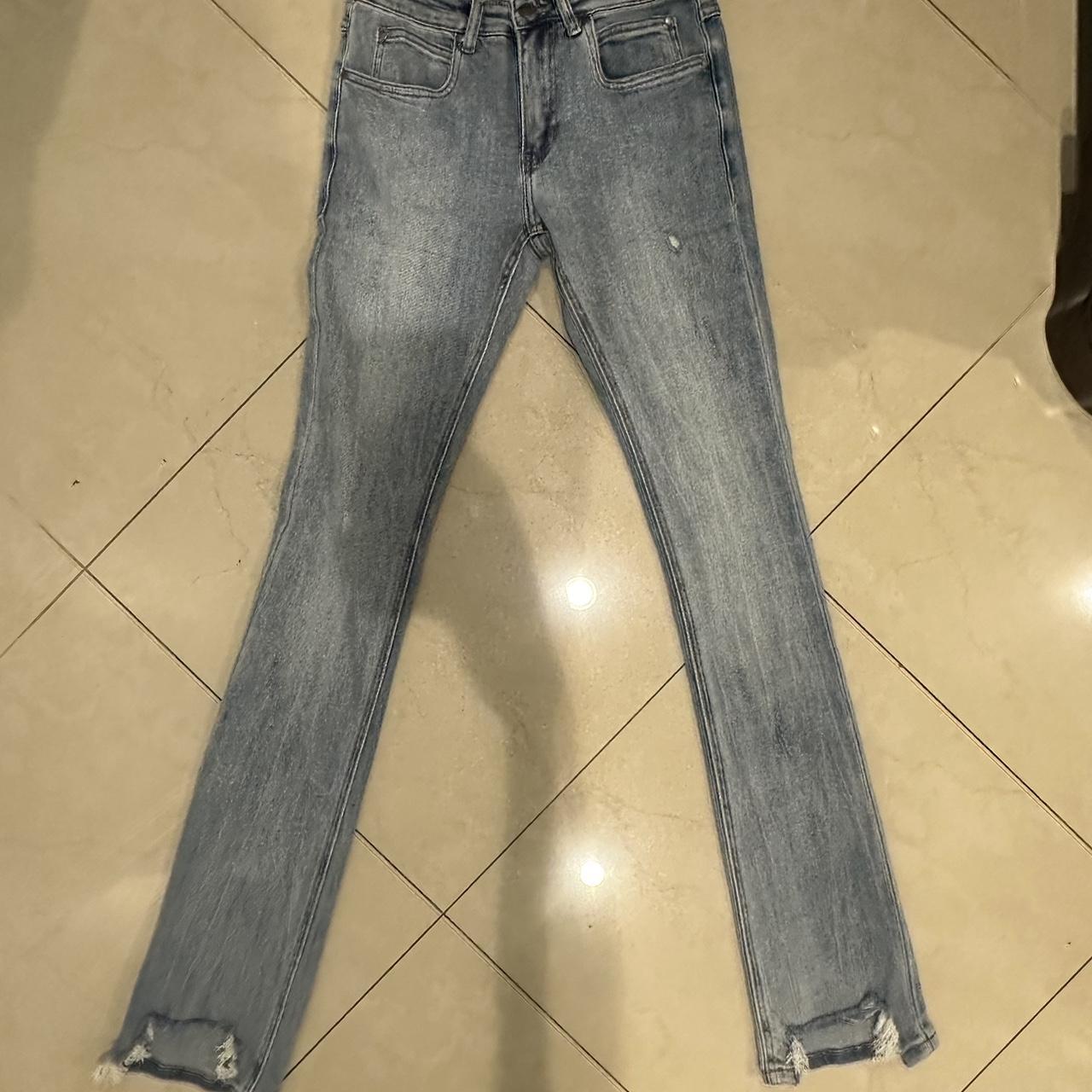 Stacked Blue Jeans Never worn Sz 28 | Depop