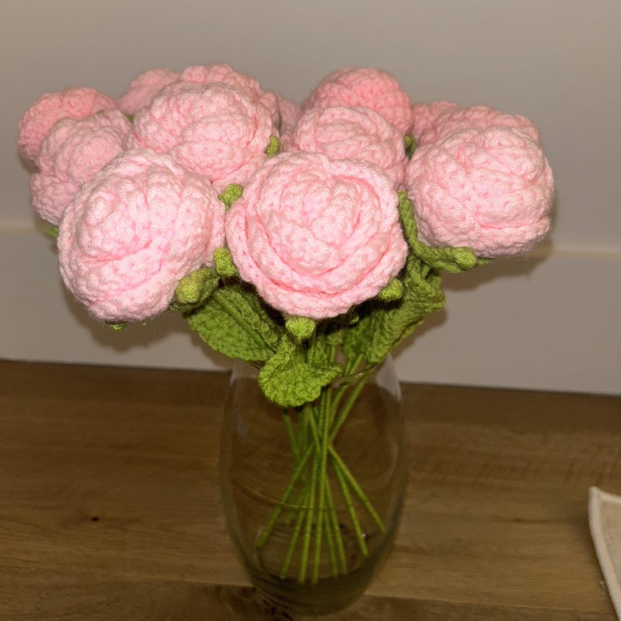 14 Pink crochet rose bouquet - handmade with love... - Depop