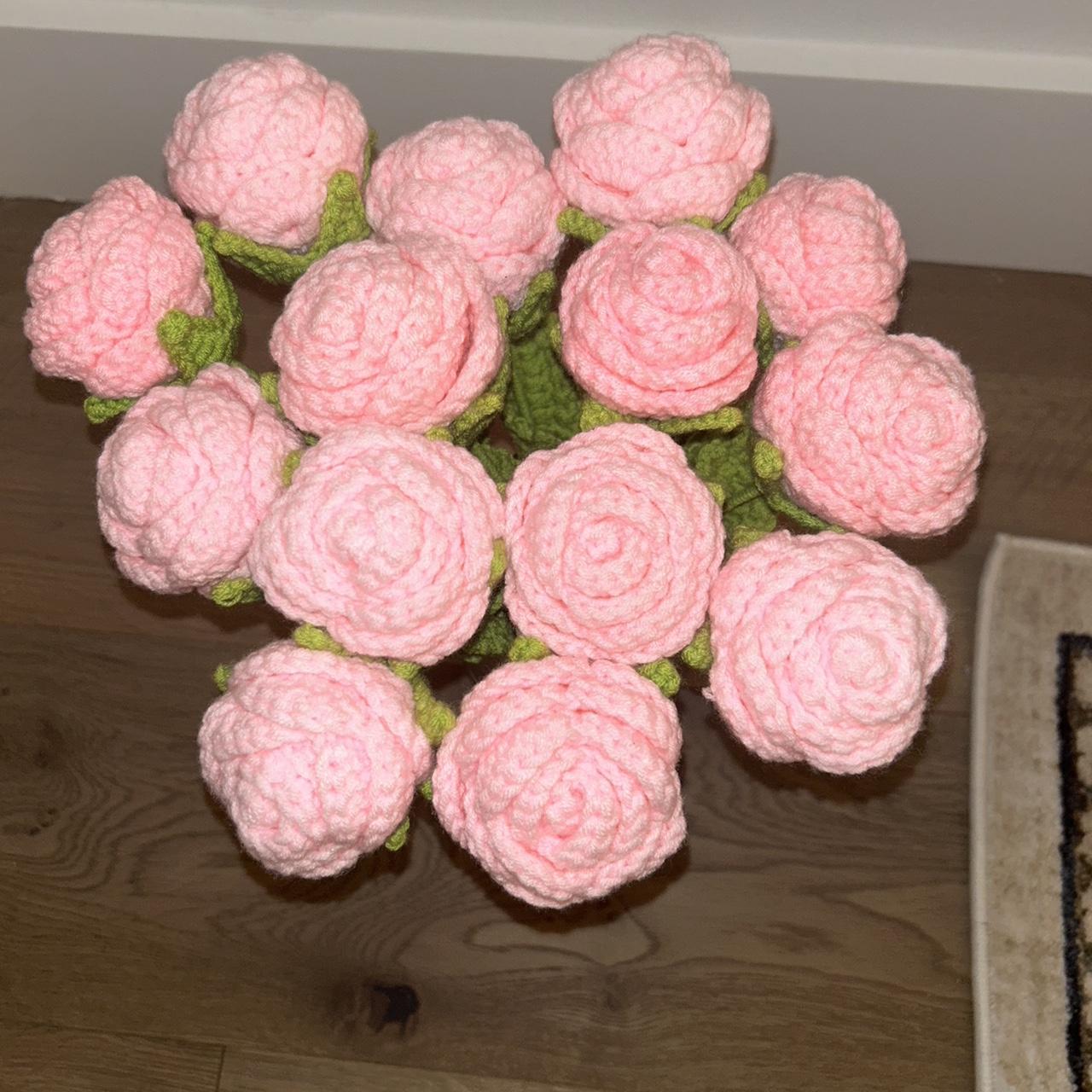 14 Pink crochet rose bouquet - handmade with love... - Depop