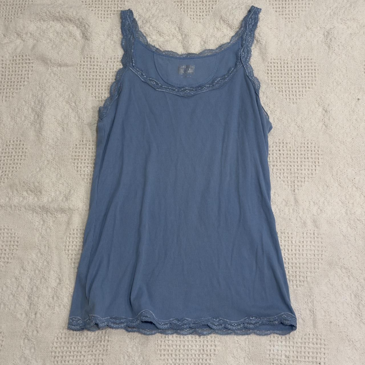 Converse One Star Blue tank top with lace trim #y2k... - Depop