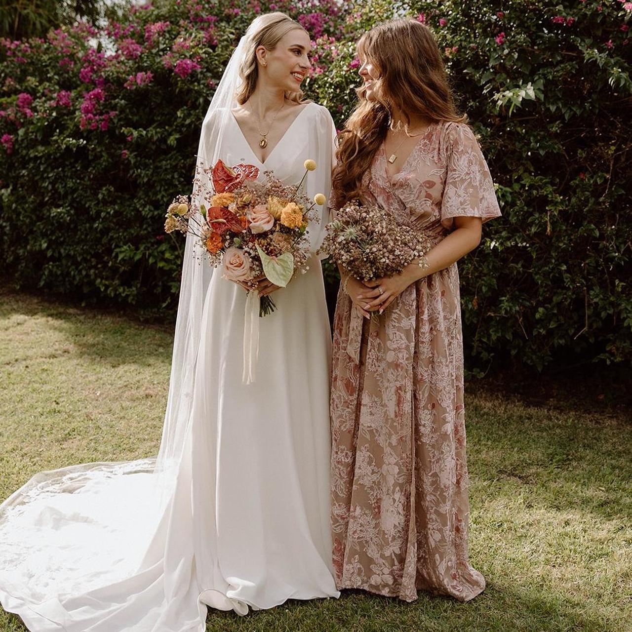 baltic born uma velvet maxi dress size 6 ish blush... | Depop