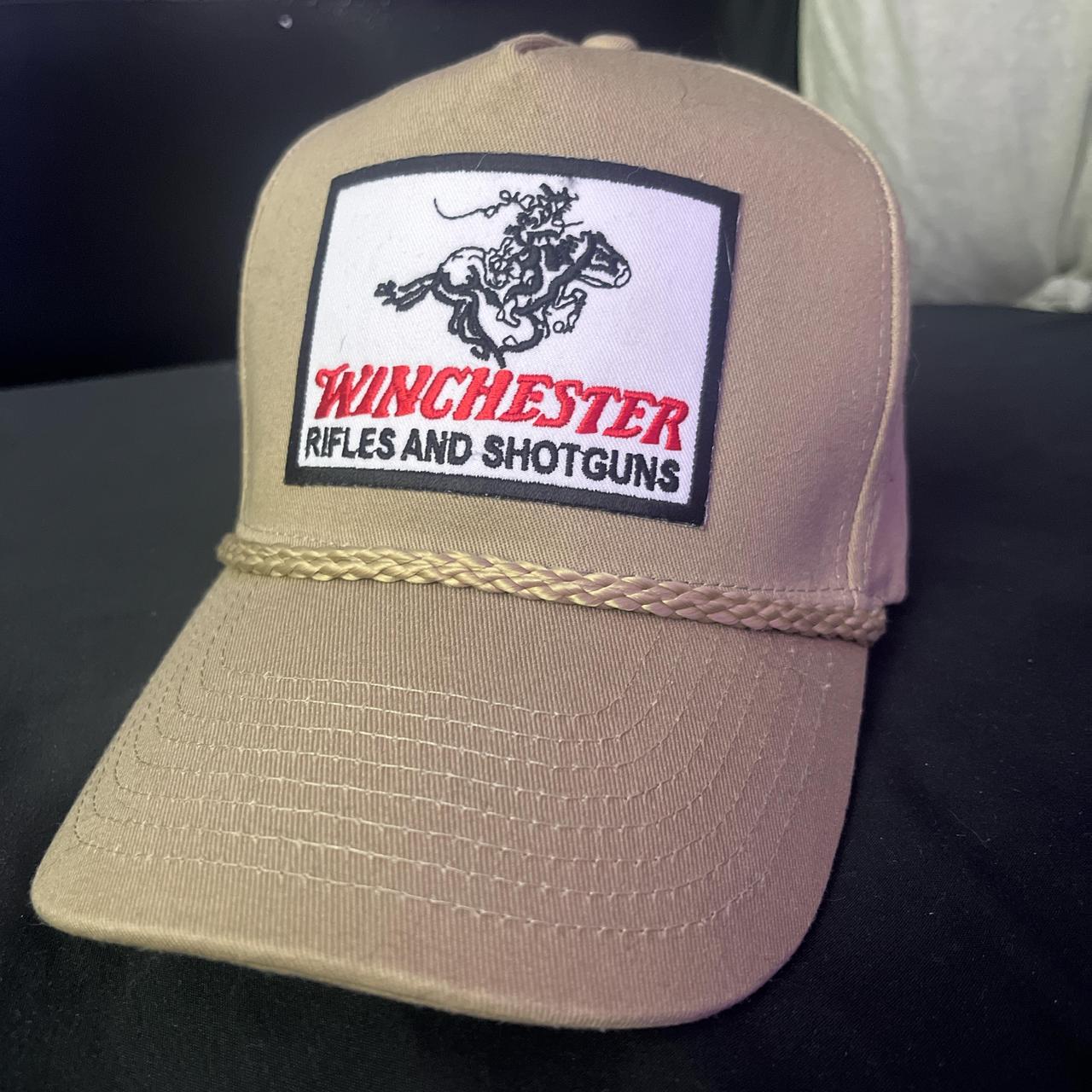 Winchester Rifles and Shotguns tan and red snapback... - Depop