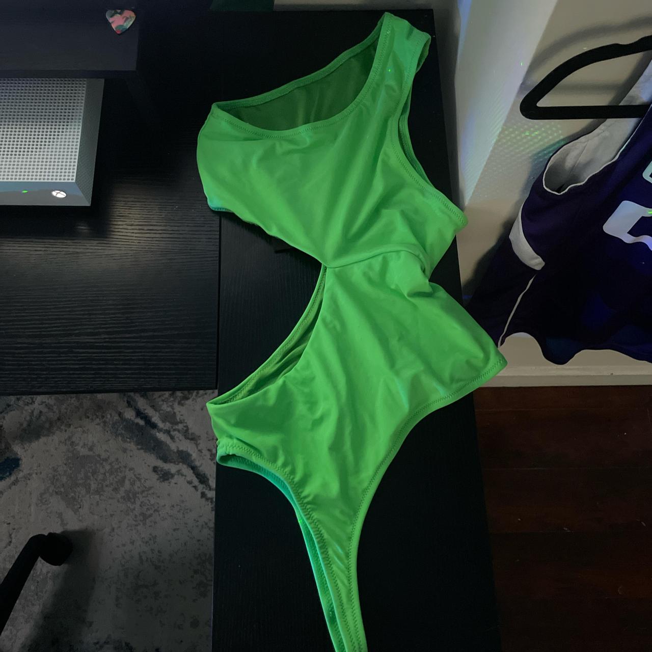 Neon green one piece swimsuit #neon - Depop