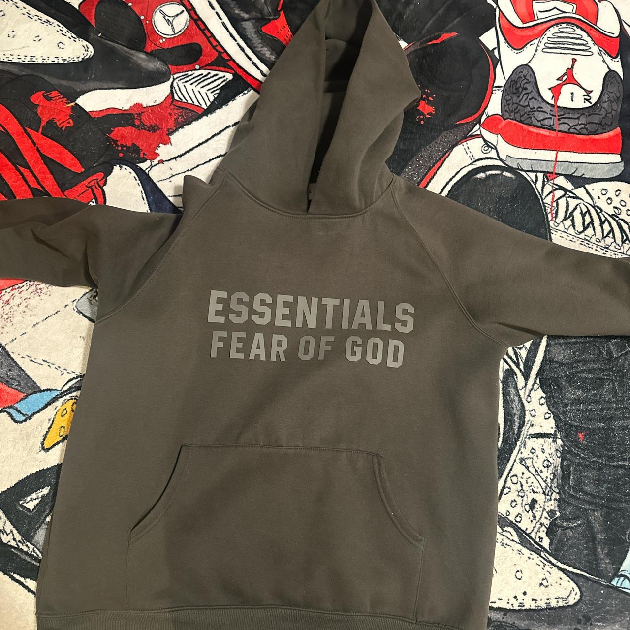 Olive essentials hoodie - Depop