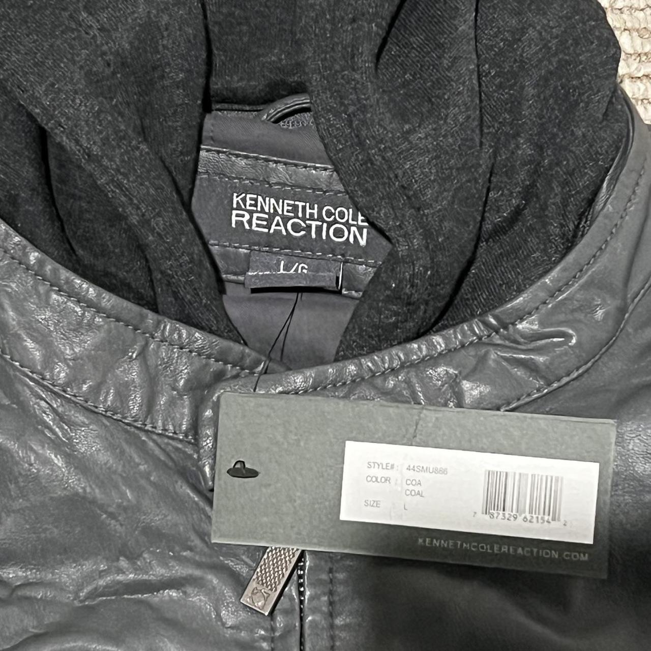 Kenneth Cole Reaction Moto Faux Leather Jacket... - Depop