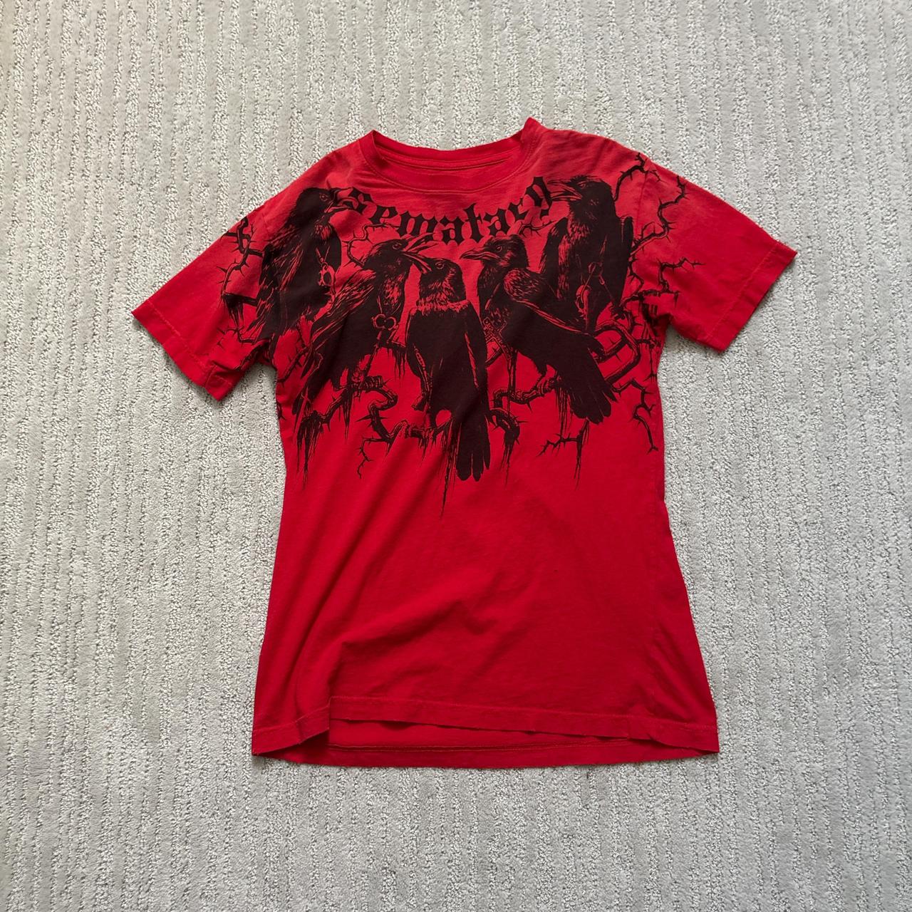 Affliction x sematary Red crow shirt. Size medium. - Depop