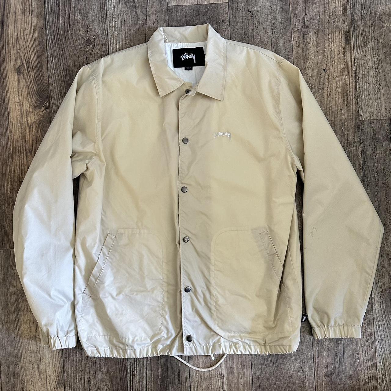 Stussy Cream Coach Collared Windbreaker Size XL No... - Depop