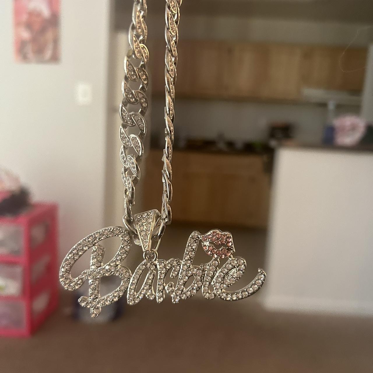 Barbie necklace, sterling silver, custom made worn... - Depop
