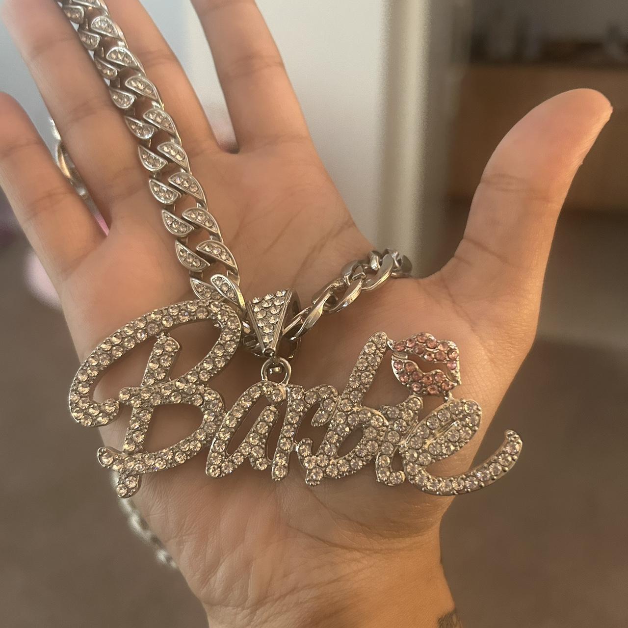 Barbie necklace, sterling silver, custom made worn... - Depop
