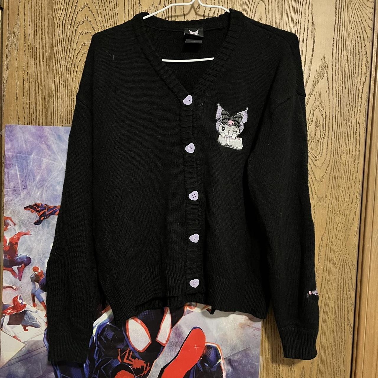 Hot Topic black Kuromi button up cardigan sweater,... - Depop