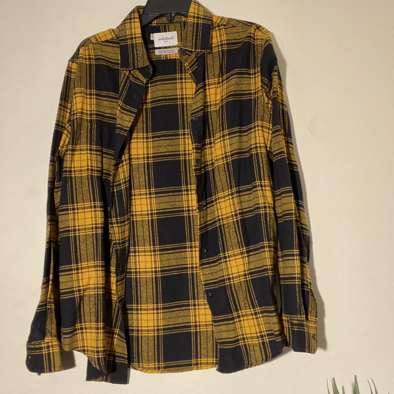 Yellow and black plaid flannel shirt #flannel #retro... | Depop
