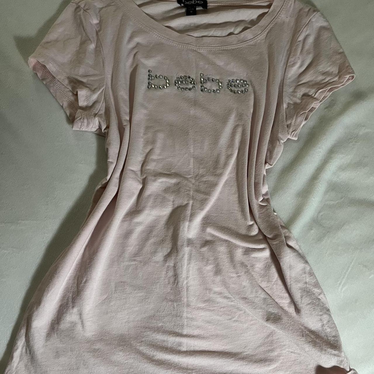 Pink Bebe rhinestone baby tee. Size m. The only flaw... - Depop