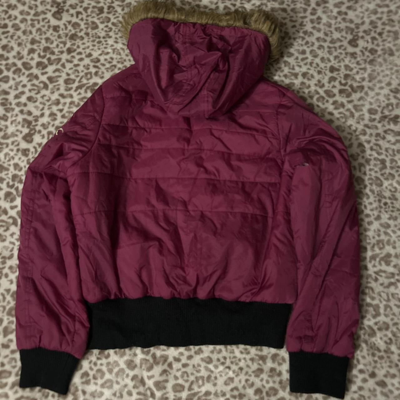 Southpole plum colored puffer jacket with faux fur... - Depop