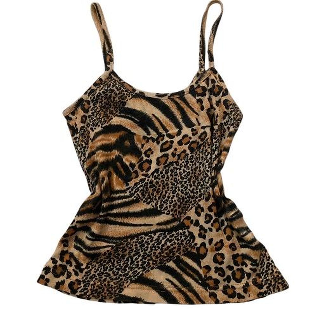 Animal print cami top in black and brown #grunge... - Depop