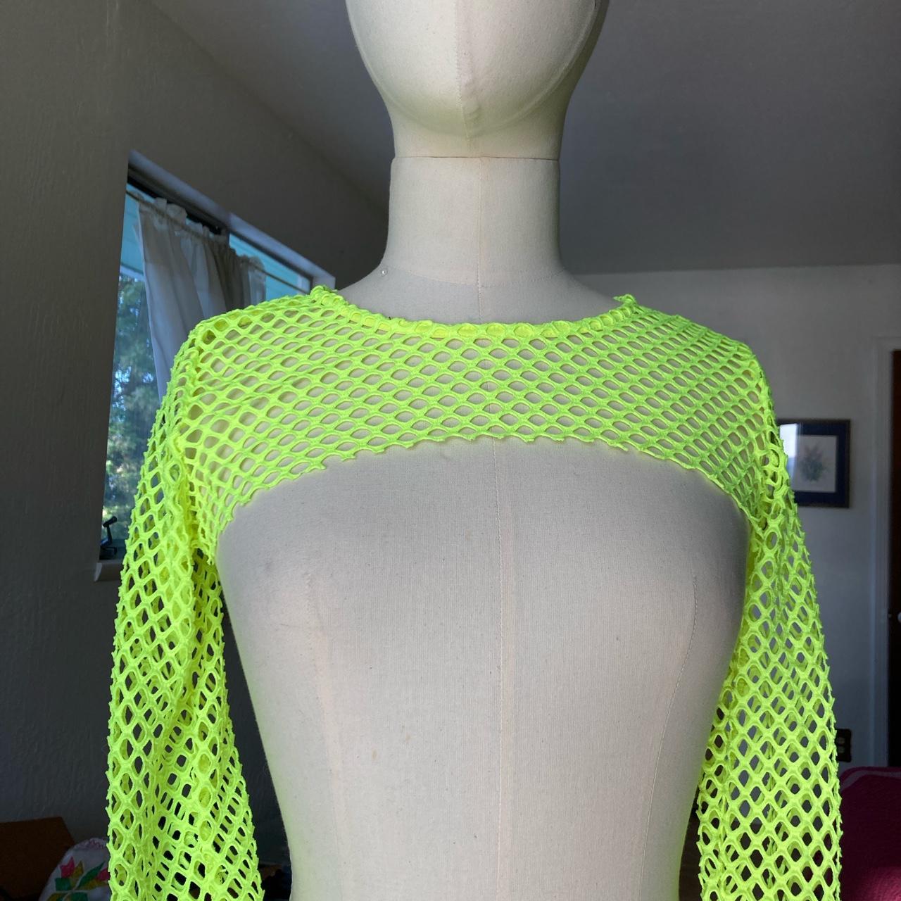 Rave gear! Neon yellow green mesh net shirt(?) great... - Depop