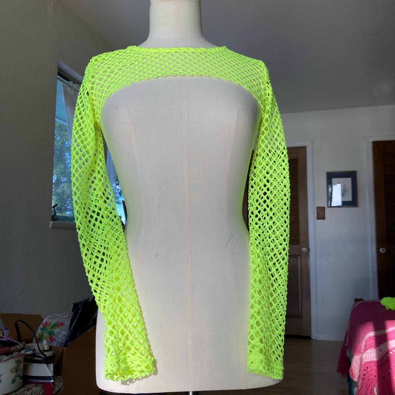 Rave gear! Neon yellow green mesh net shirt(?) great... - Depop