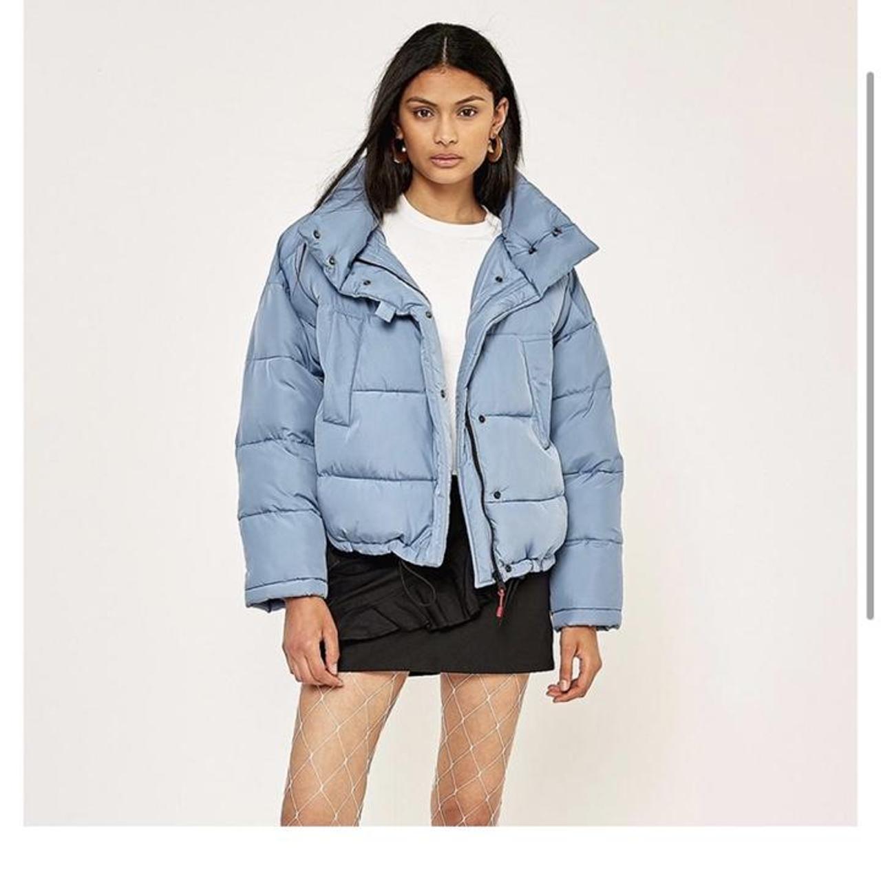 Blue urban outfitters puffer coat Size... - Depop