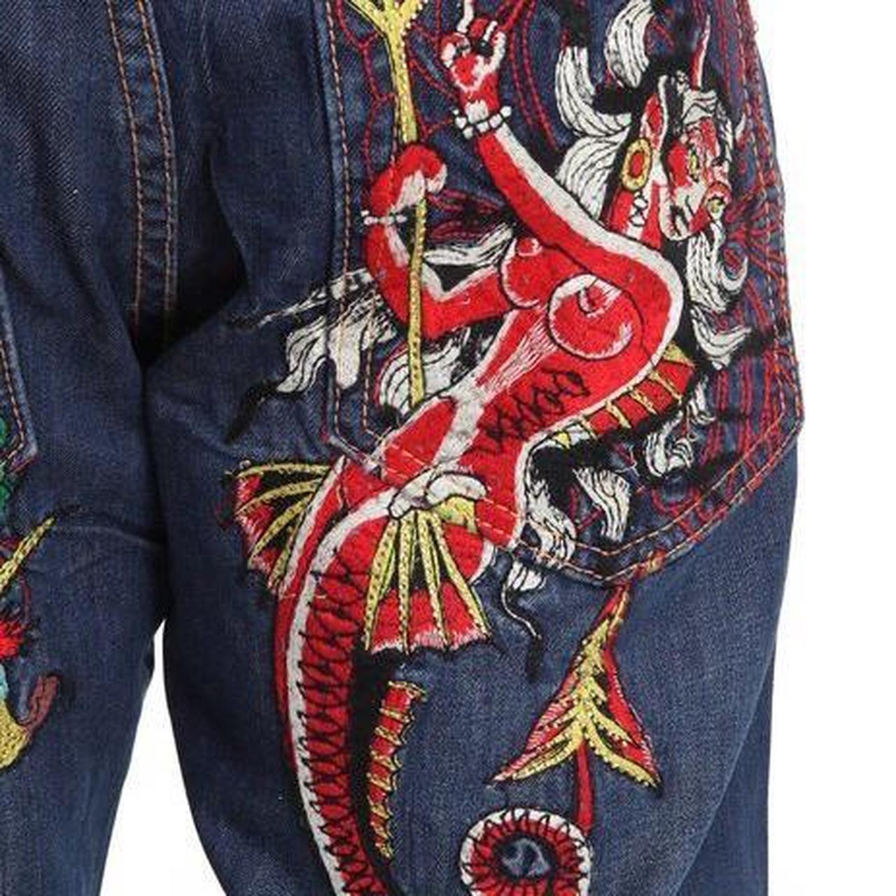 Ed Hardy Men's multi Jeans Ed Hardy mermaid x dragon... - Depop