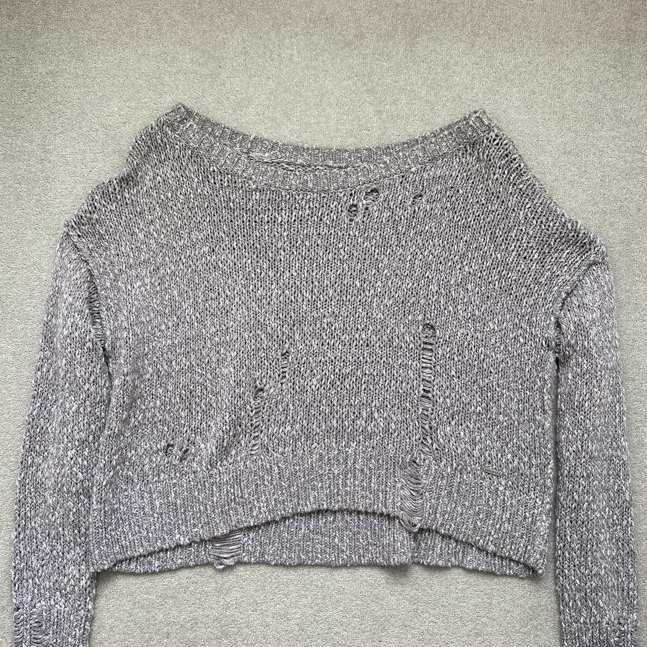 Grey Hollister knitted jumper Size M Excellent... - Depop
