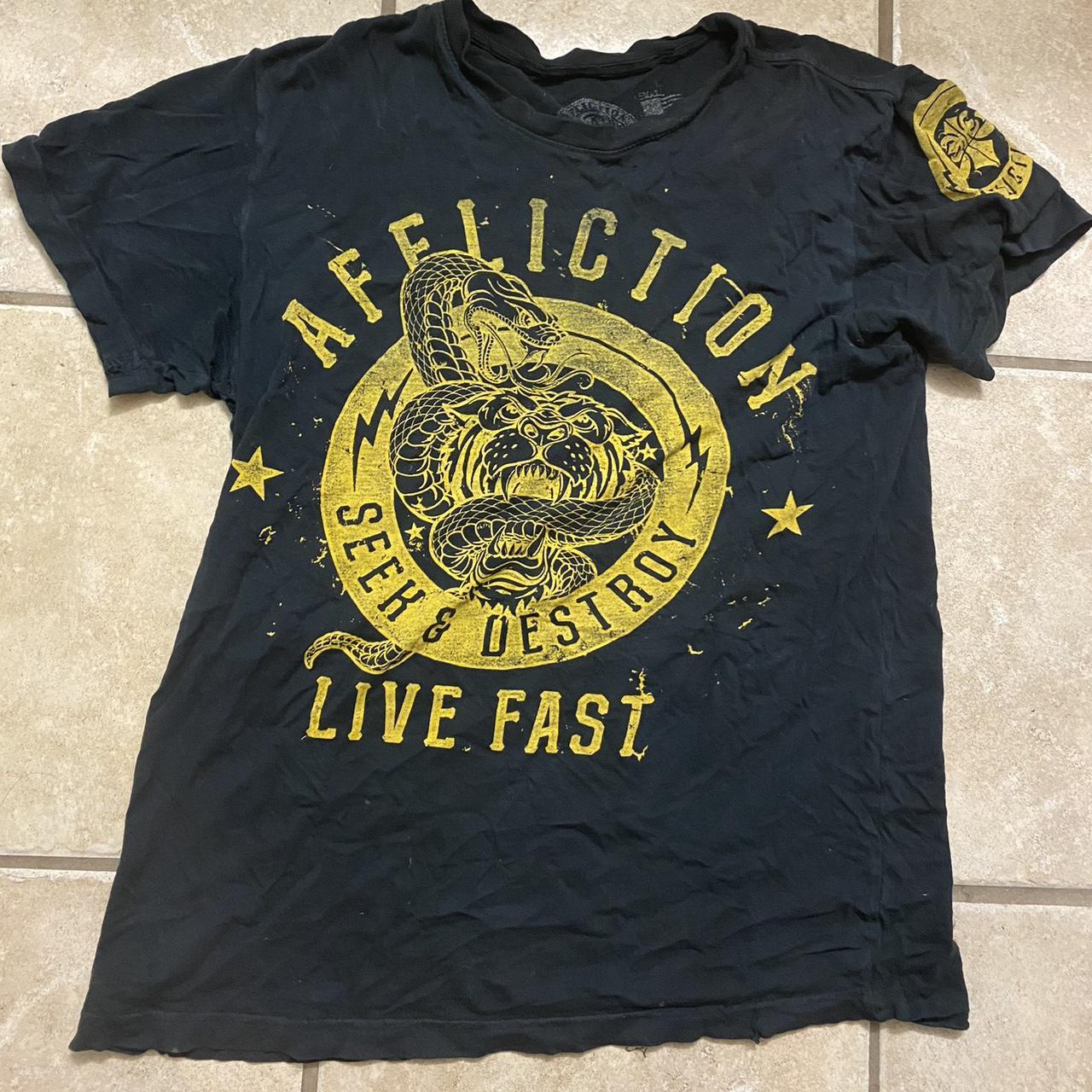 RARE Affliction early 2000’s “Seek & Destroy” worn... - Depop