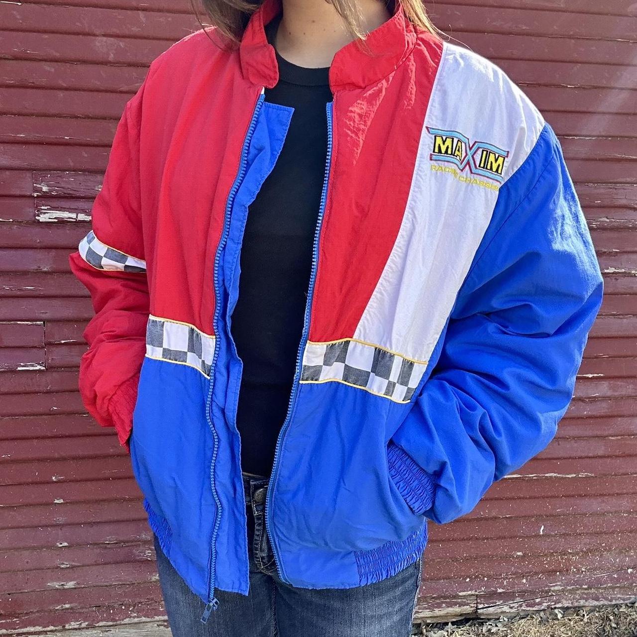 Vintage retro 90s Maxim racing chassis jacket with... | Depop