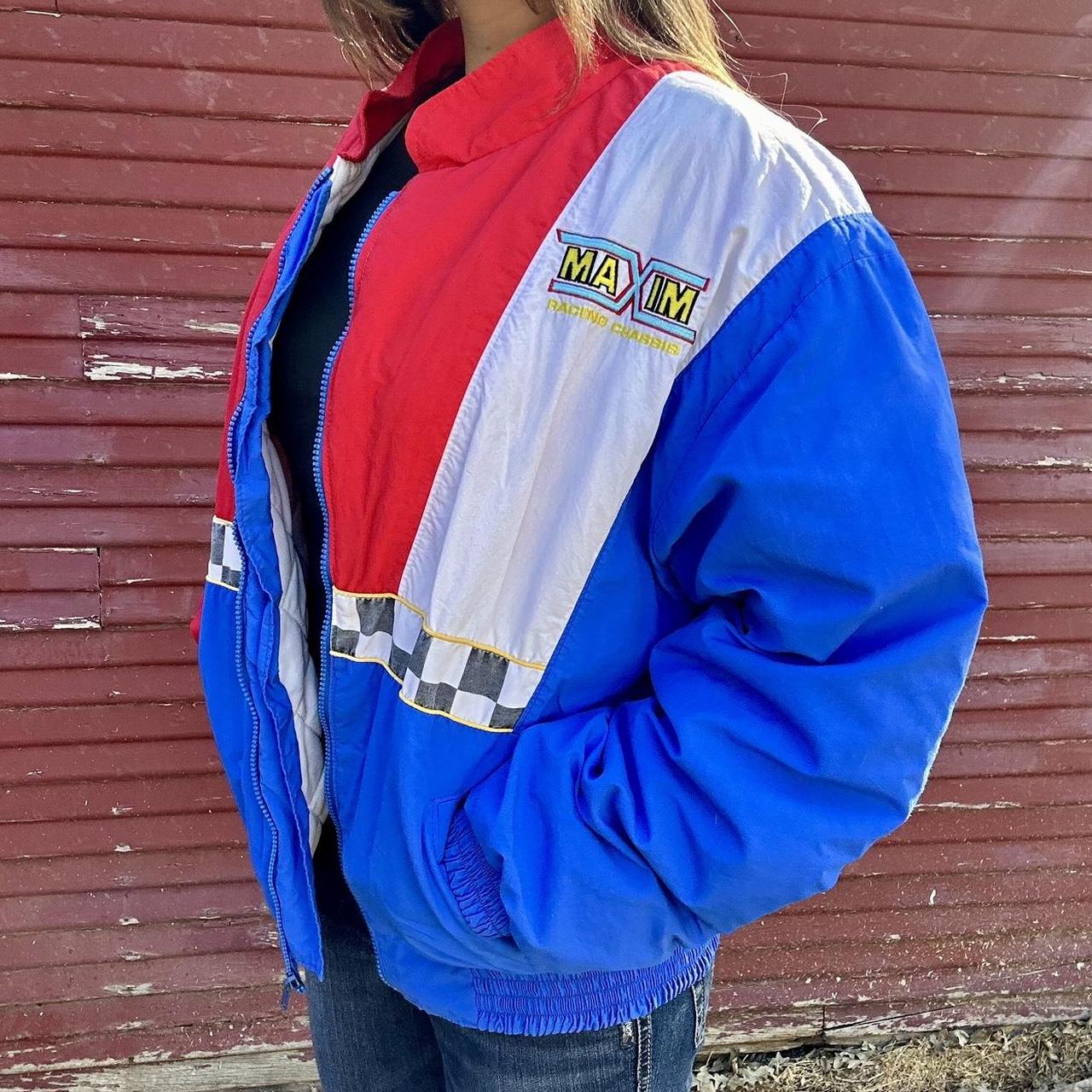 Vintage retro 90s Maxim racing chassis jacket with... | Depop