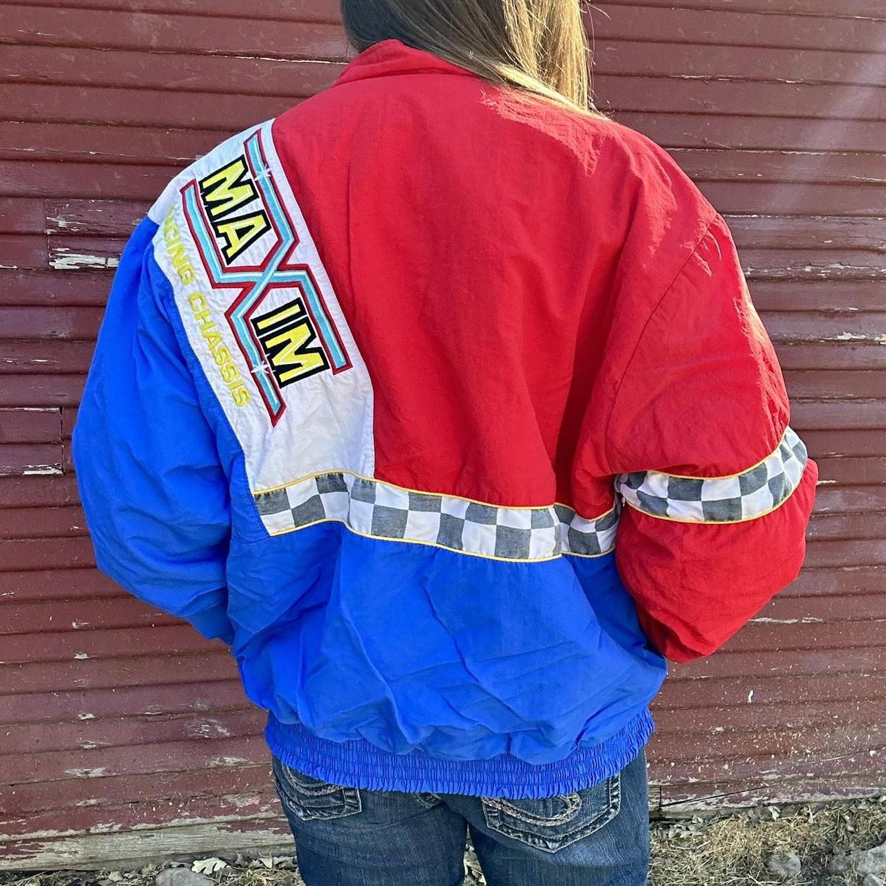 Vintage retro 90s Maxim racing chassis jacket with... | Depop
