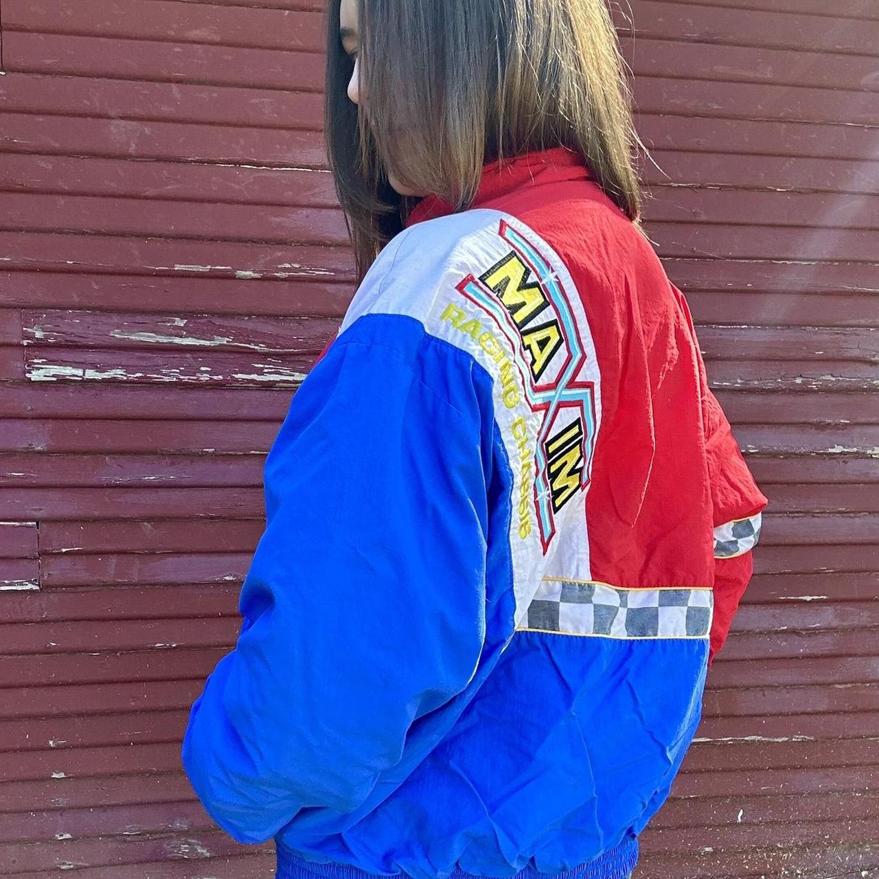 Vintage retro 90s Maxim racing chassis jacket with... | Depop