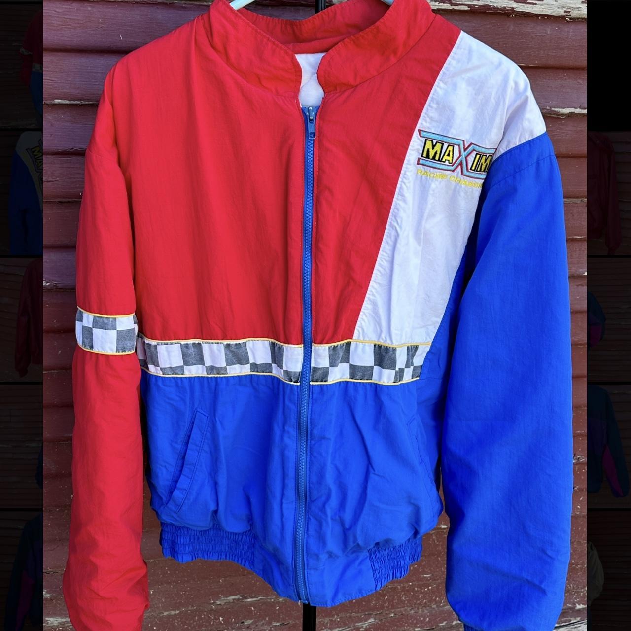 Vintage retro 90s Maxim racing chassis jacket with... | Depop